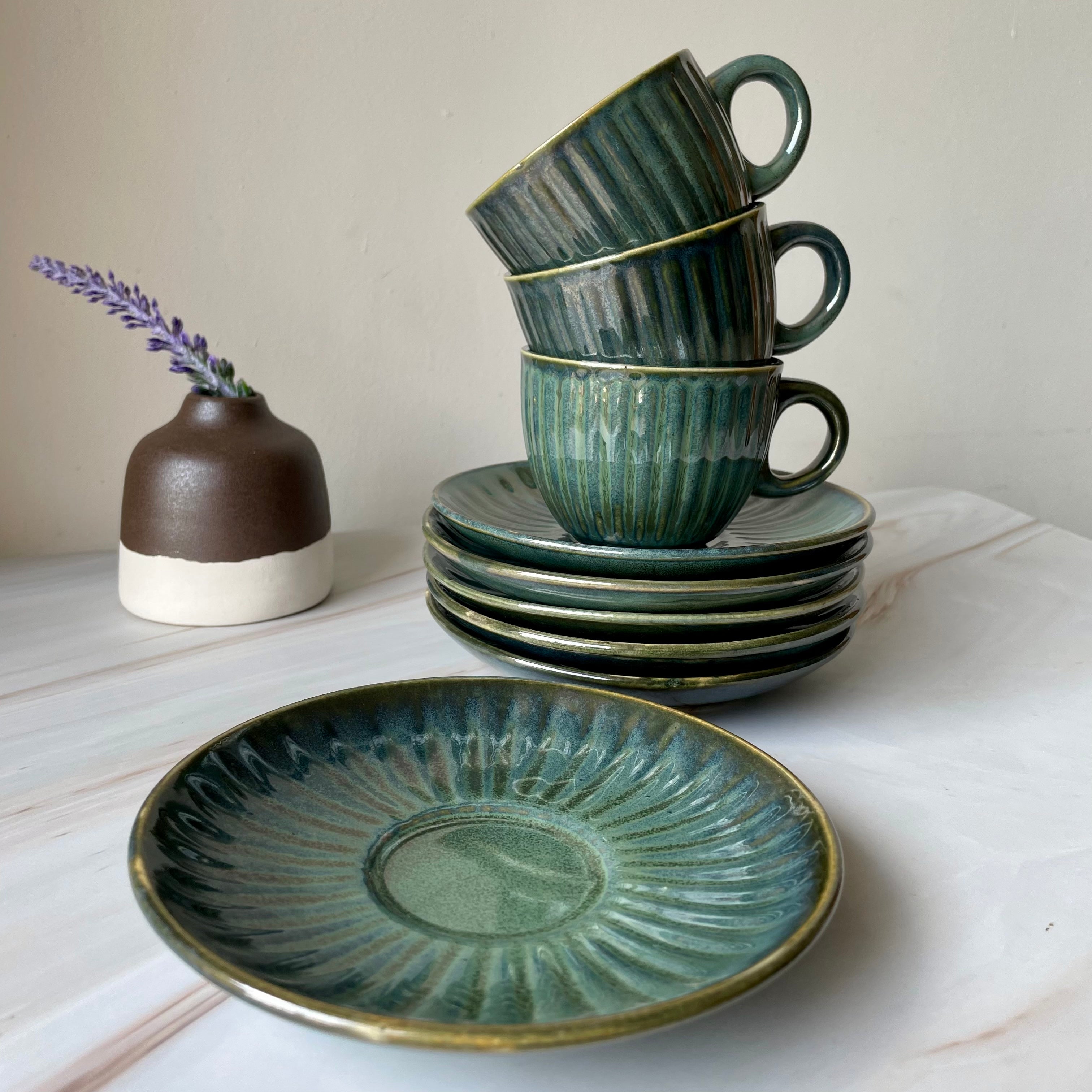 Olive cup-saucer – Nilaya Decor